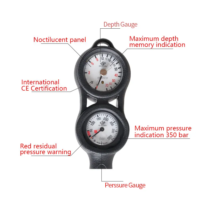 YONSUB Professtional SCUBA diving 2 Gauge Diving pressure gauge depth ...