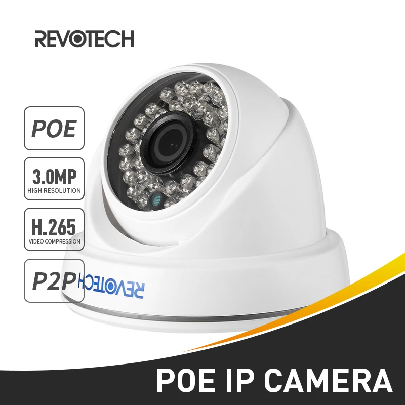 REVOTECH-3MP-Indoor-IP-Camera-H-265-POE-HD-LED-IR-Dome-ONVIF-Security ...
