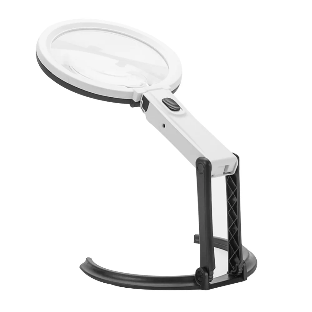 138mm 12 LED Light Magnifier Magnifying Glass With Light Lens Table 