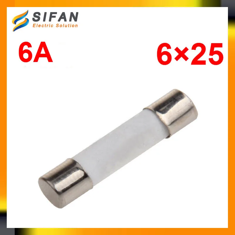 10pcs/Lot 6A Ceramic fuse 6mmx25mm 6*25 6X25 TC038|ceramic fuse|6a ...