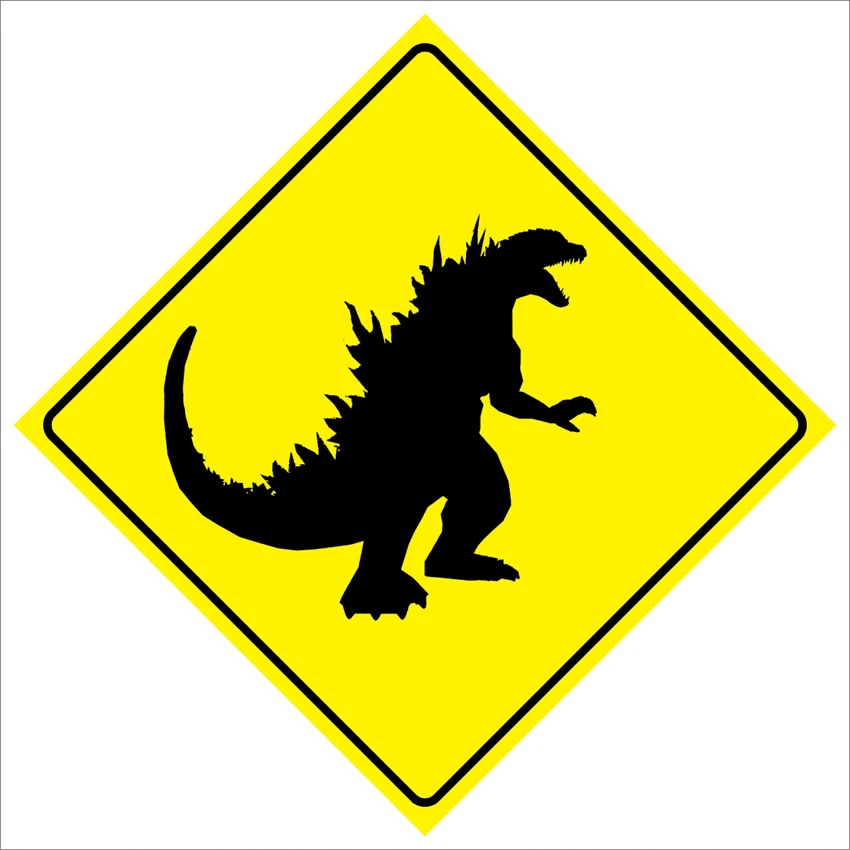 PAS185 Godzilla Crossing Road Traffic Funny Safety Parking Warning ...
