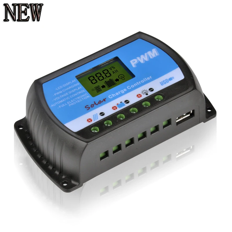PWM Solar Charge Controller USB 20A LCD Fully 4 Stage PWM Charge Management for Max 50V 480W ...