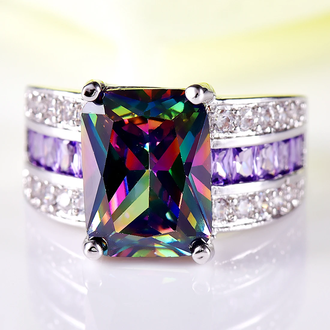 Lingmei Fashion Multi Color ring wedding jewelry classic ring gift for ...