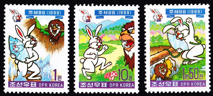 3pcs Rabbits Stamps Full Stamp Souvenir Postage Postal Vintage Post ...