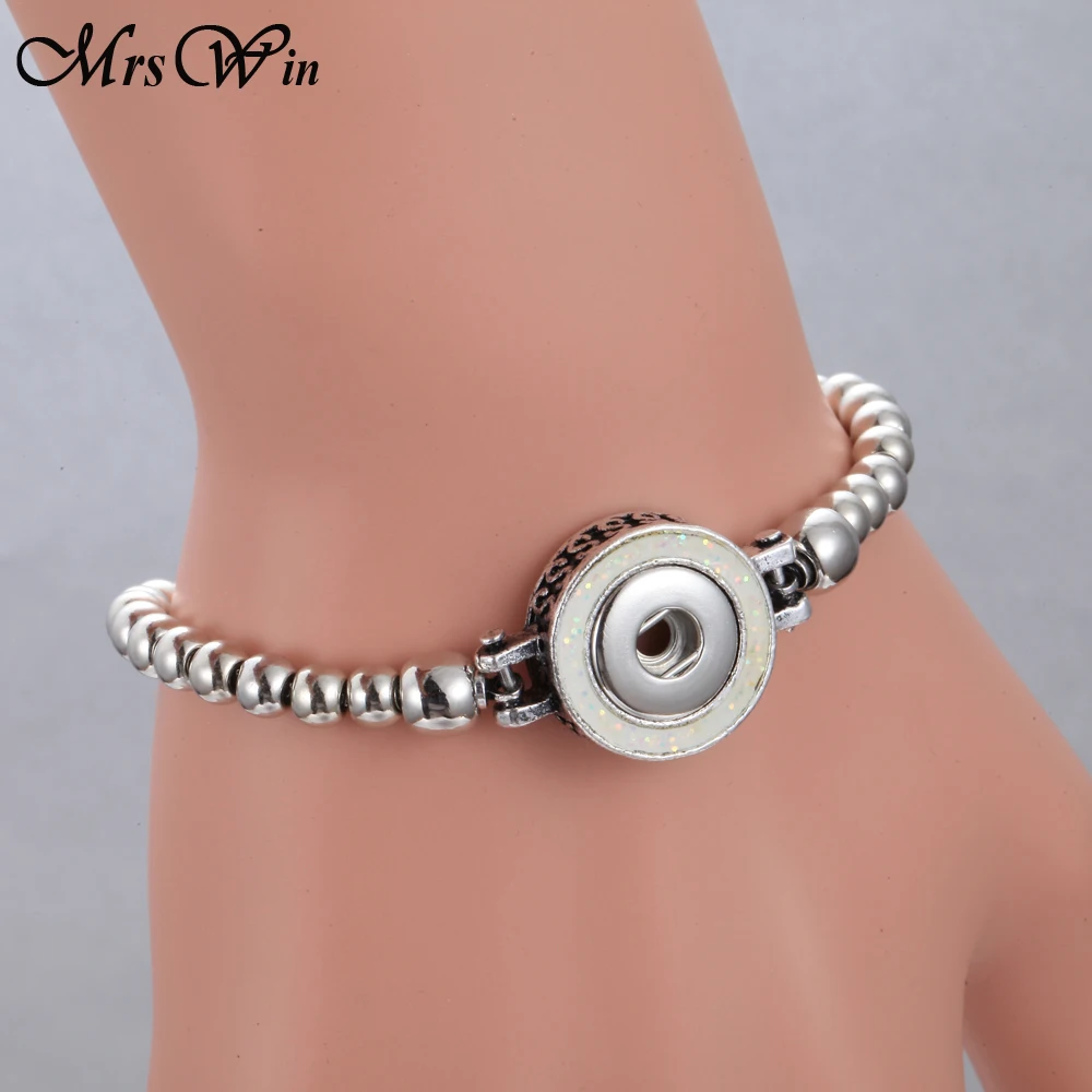 New 12mm Snap Jewelry Beaded Snap Bracelet Fit 12mm Snap Buttons ...