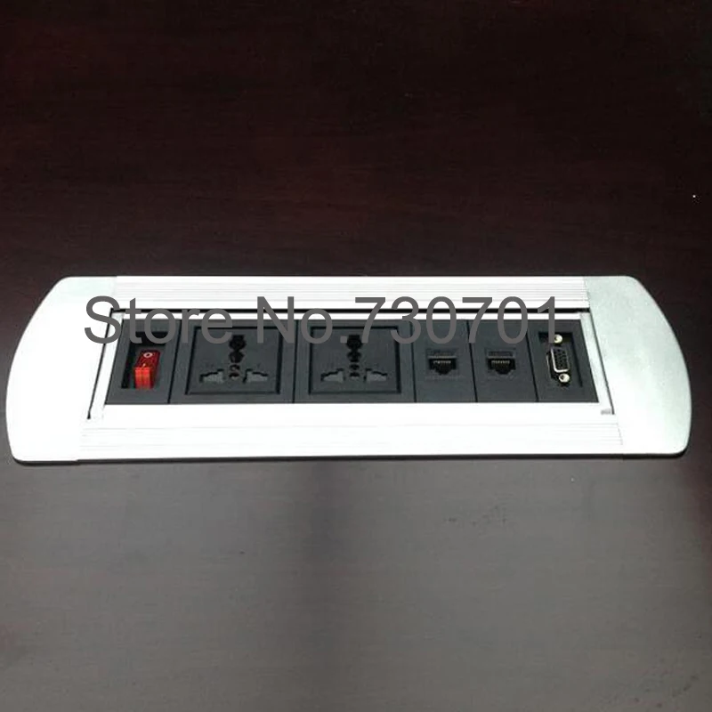 Office manual flipping rotation desktop table socket outlet with power ...