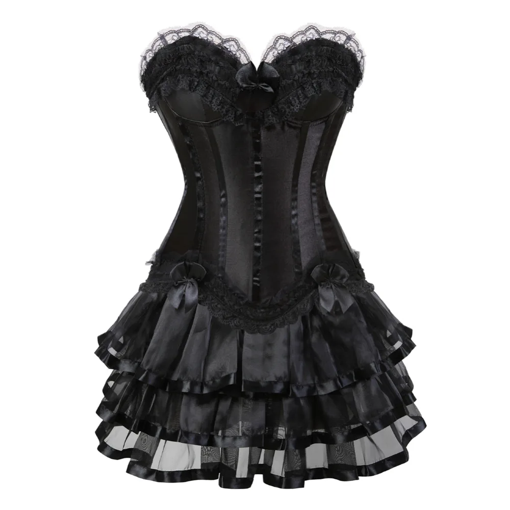 Gothic Corset Dresses For Women Black Burlesque Costume Strapless Night