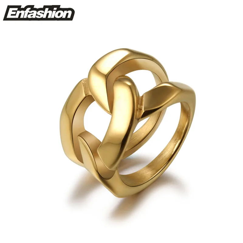 Fashion structured chain ring and link chain ring gold color rings for ...