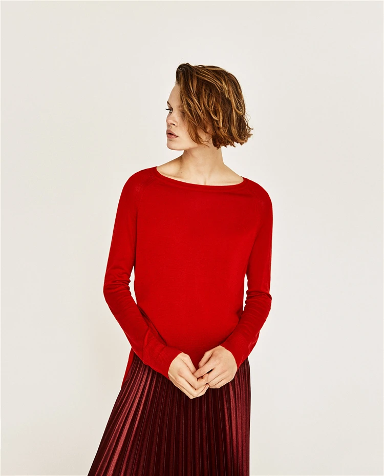 2017 Winter Sweater Women Front Short Back Sleeve Red Sweater Long ...