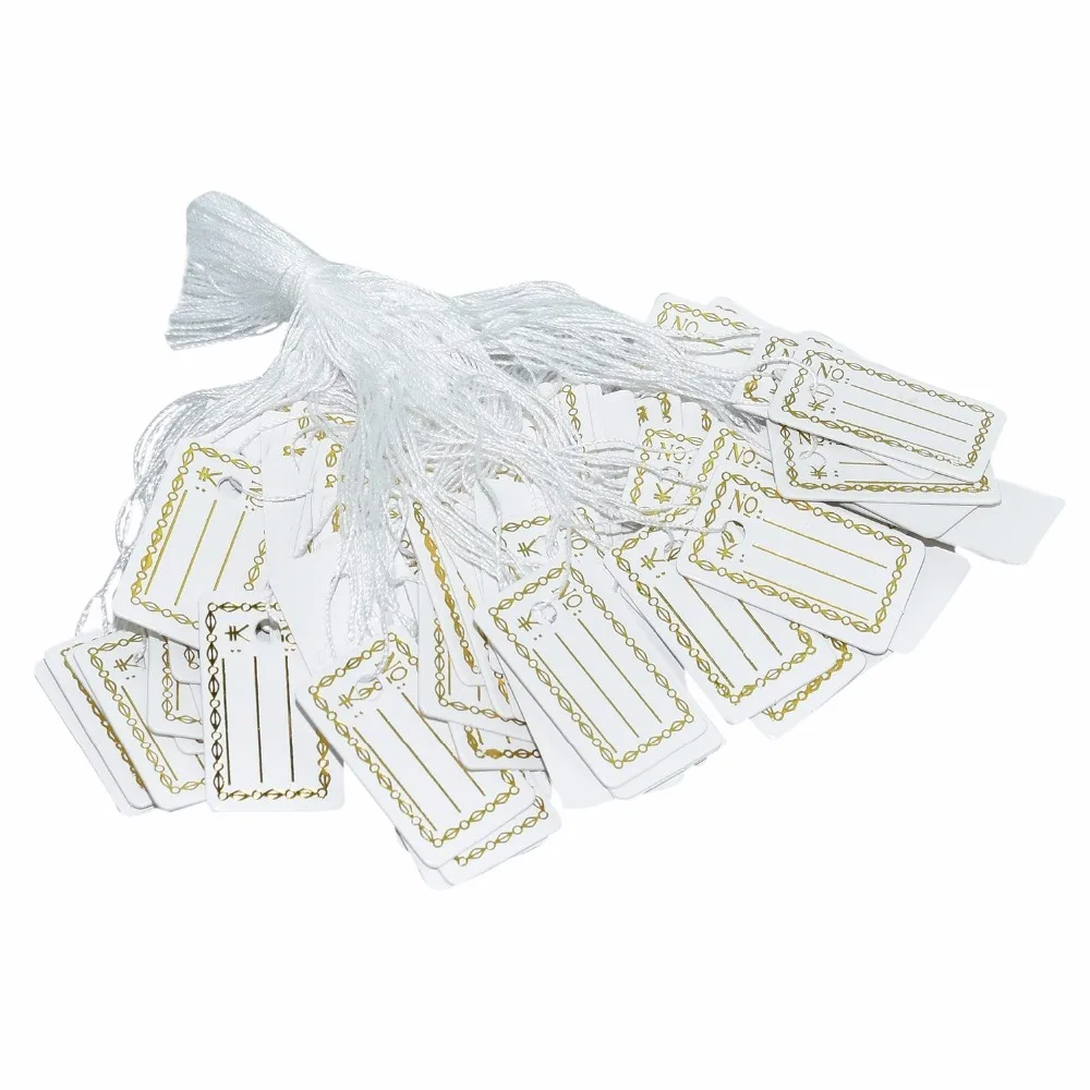 500 Pack Jewelry Display Tie-on Price Tag Label Silver White Jewelry ...