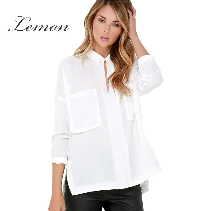 Lemon Apparel White Casual Elegant Female Blouse Shirt Sweet Black Boy ...