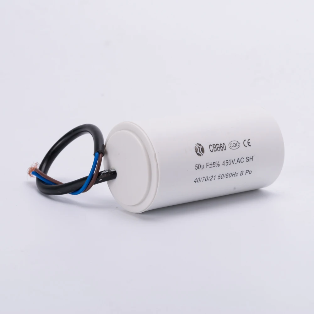 Running Capacitor Two Wires Cbb60 450vac 50uf Motor Start Capacitor For ...