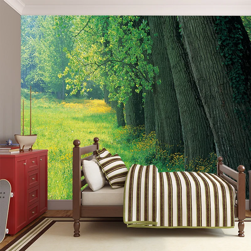 Customized 3D mural wallpaper medium-size oil painting with forest ...