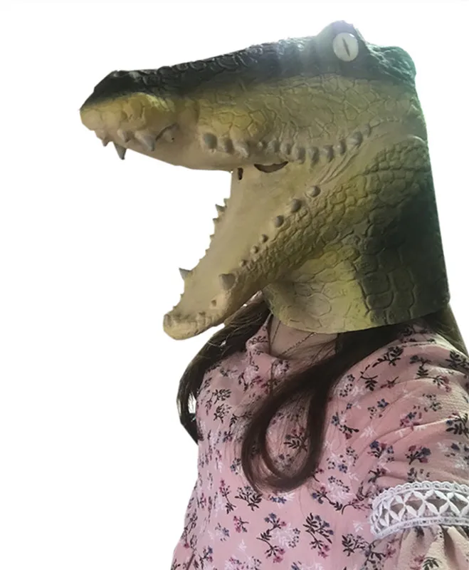 Creepy Horror Crocodile Animal Mask Latex Full Face Adult Mask Costume ...