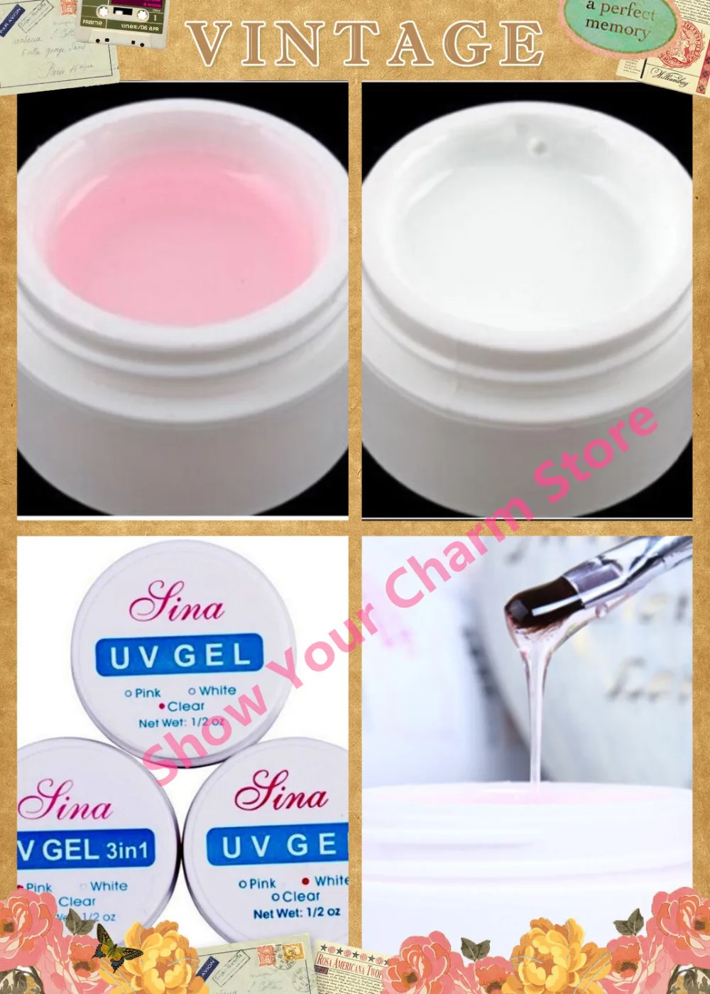 Nail UV Builder Gel Transparent Clear Pink White Color UV Gel Nail Art ...