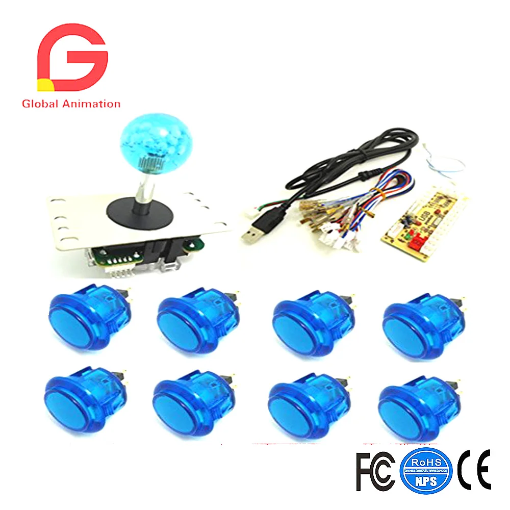 1 kit for PC controller with 35mm crystal top ball joystick and buttons ...