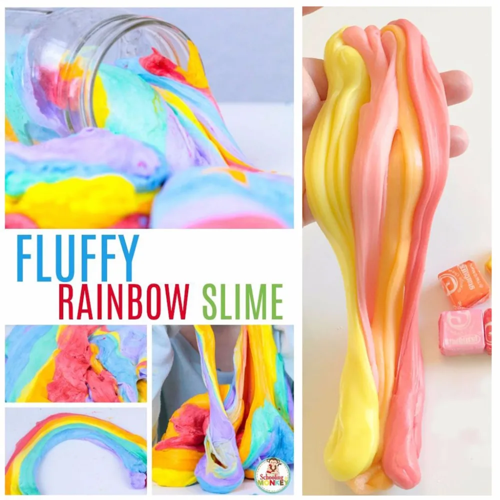 Rainbow Fluffy Slime Handgum Playdough Floam Squishy Toys Dynamic Magic ...