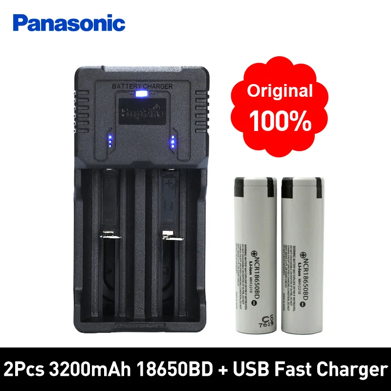 Panasonic Li ion 18650 Rechargeable Batteries 3.7V 3200mAh Lithium ...