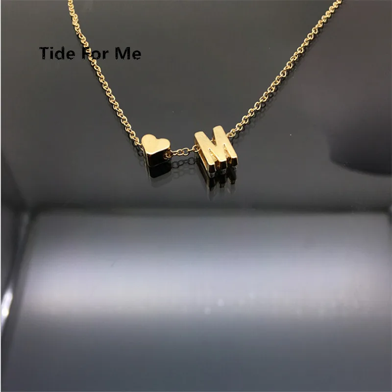 2017 new simple trendy tiny initial letter necklace for women clavicle ...
