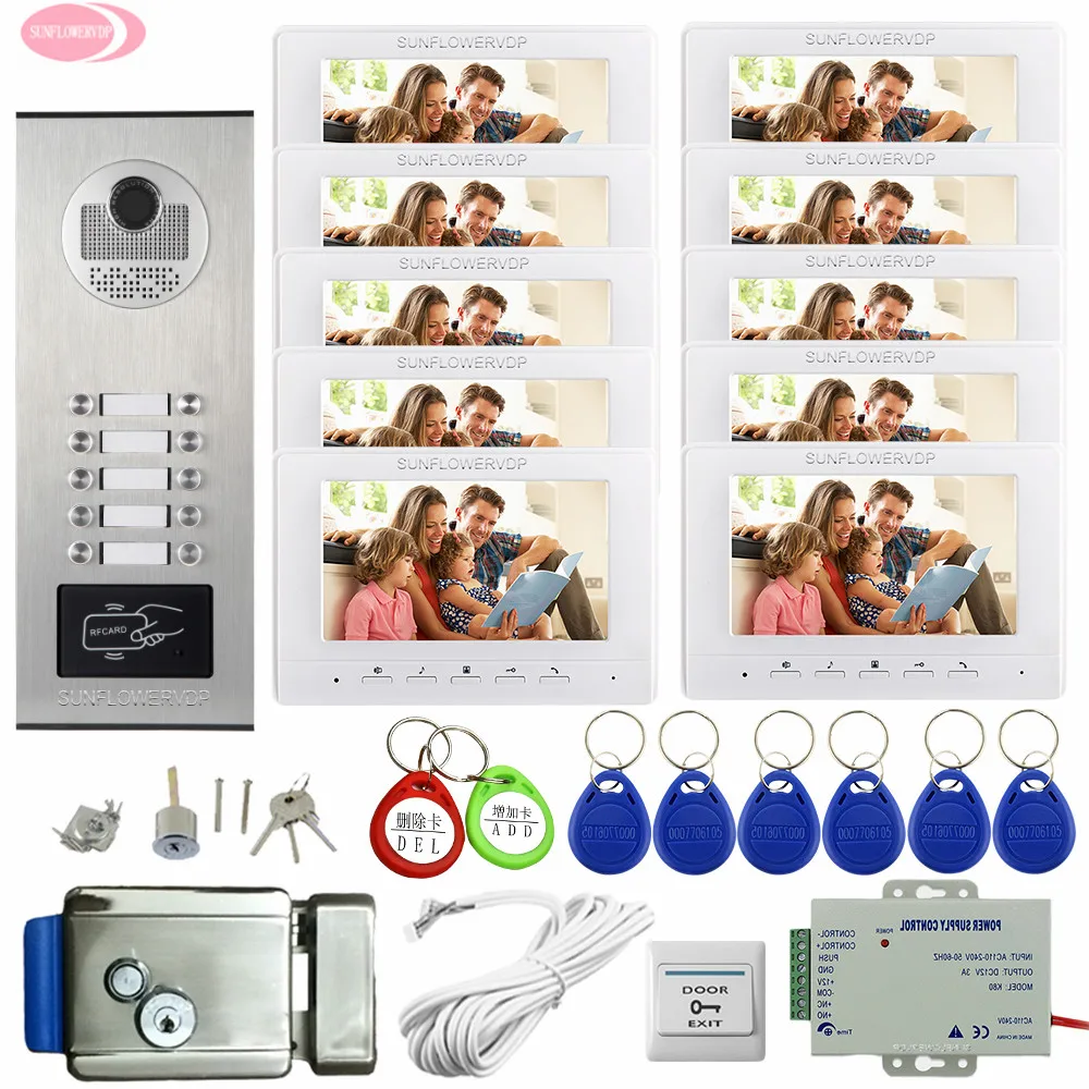 10-Apartment-10-Buttons-Video-Door-Entry-Panel-7-Color-Video-Intercom ...