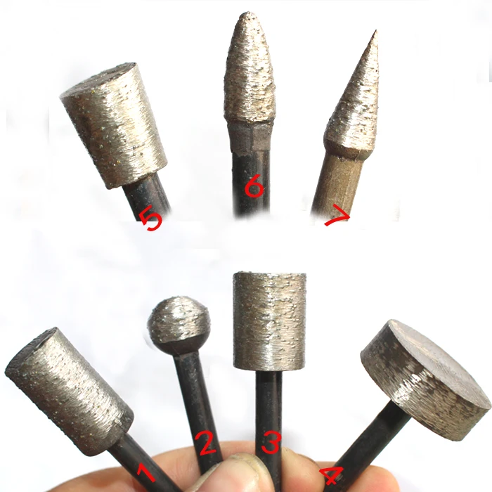 1Pcs-46-6mm-Shank-Diamond-Grinding-Heads-Sintering-Mounted-Points-T ...