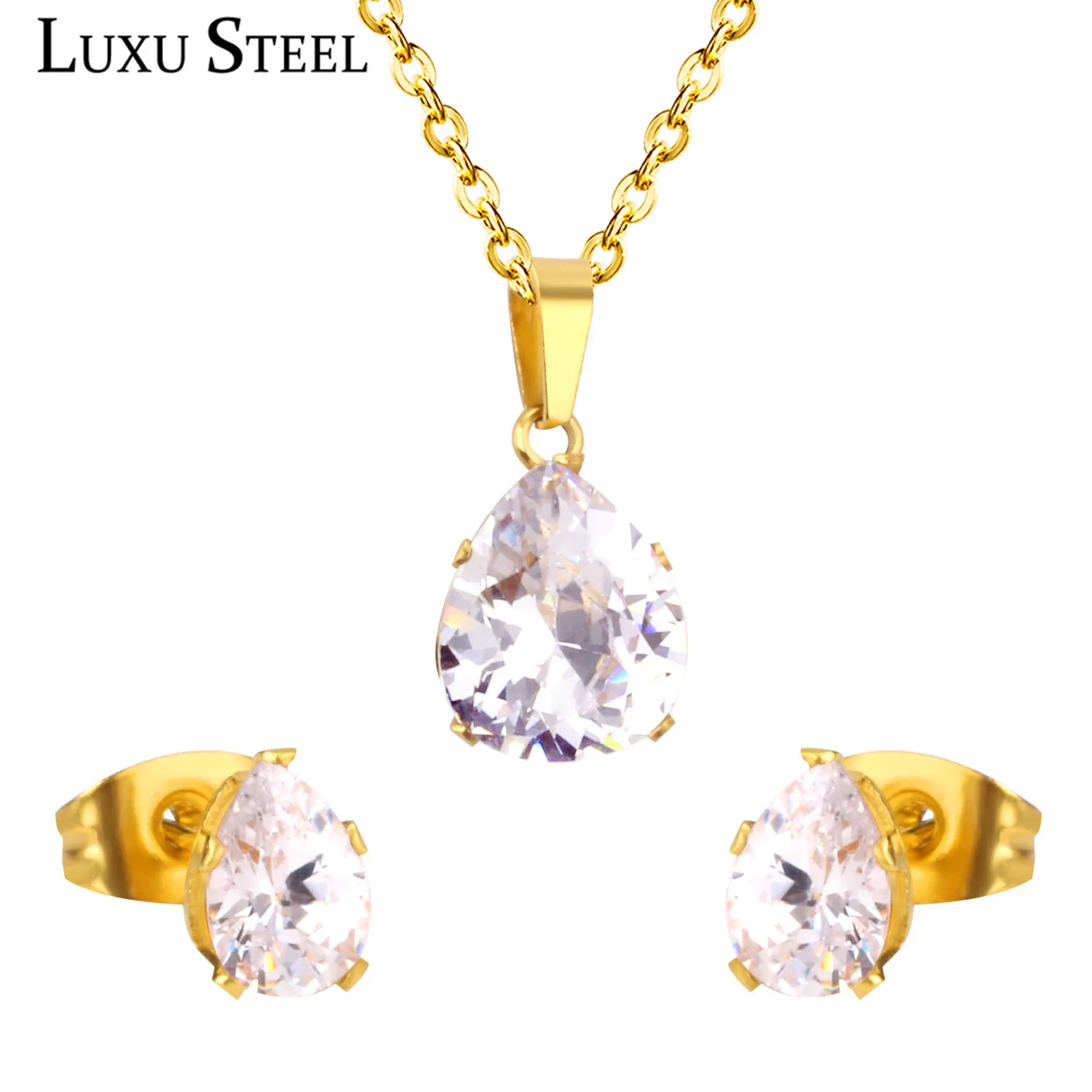 Stainless Steel Pendant Necklace Earrings | Stainless Steel Female ...