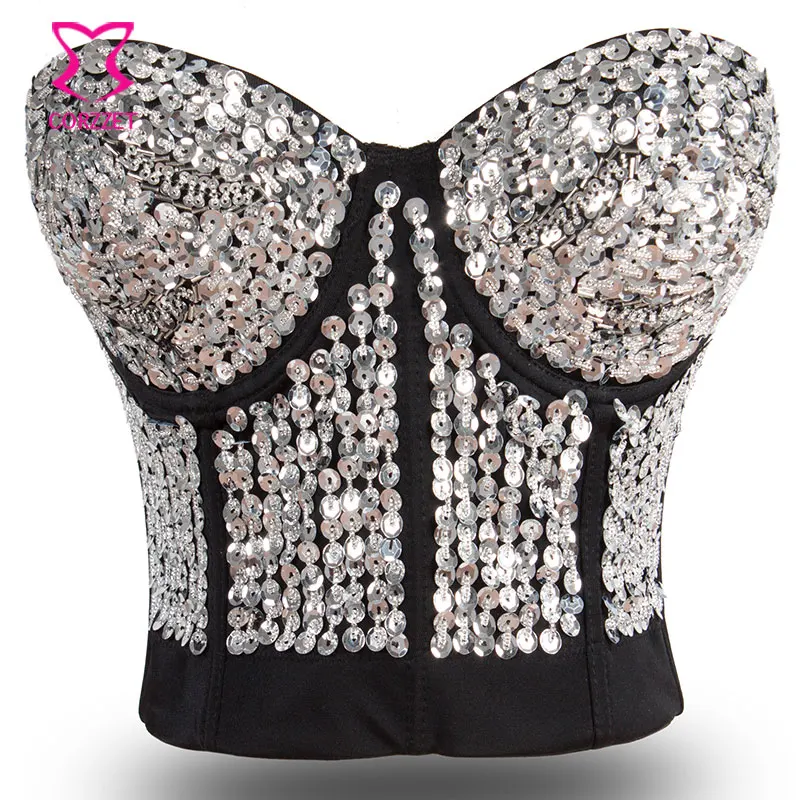 Striking-Silver-Metallic-Beading-and-Sequin-Bras-For-Women-Bralette ...