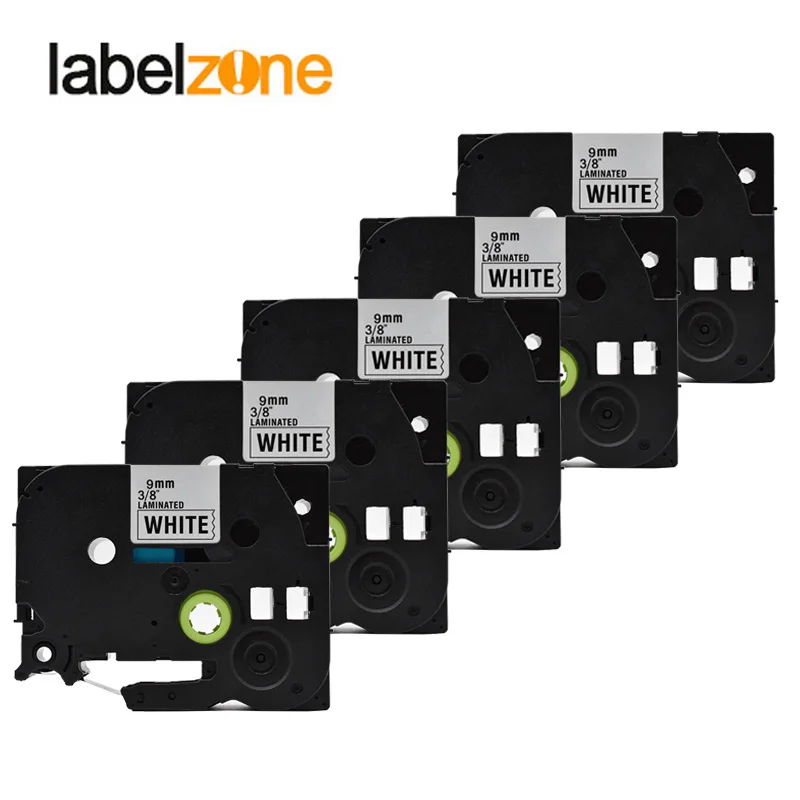 5Pcs-black-on-white-Compatible-Brother-ptouch-9mm-label-tape-tze221-tze ...