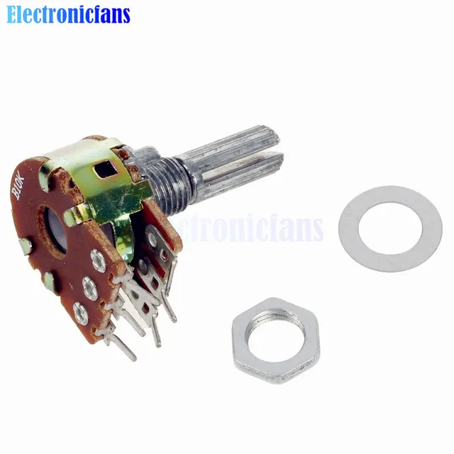 5 unids/lote B10K 10 k Ohm potenciómetro 6 pines dividido eje giratorio ...