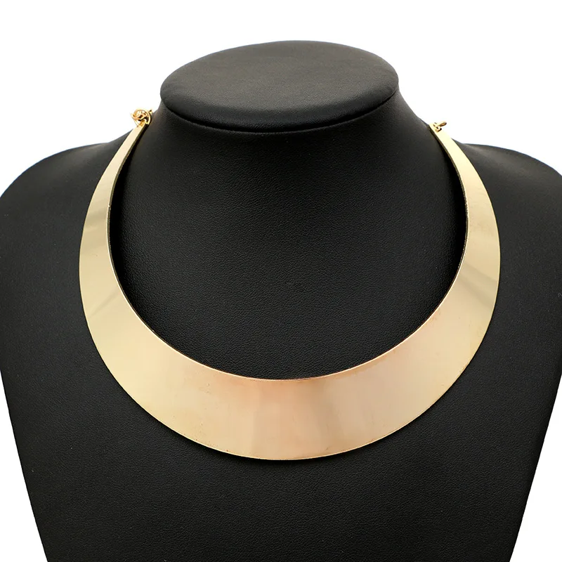 New Punk Style Gold Silver Color Torque Choker Necklaces For Women Neck ...