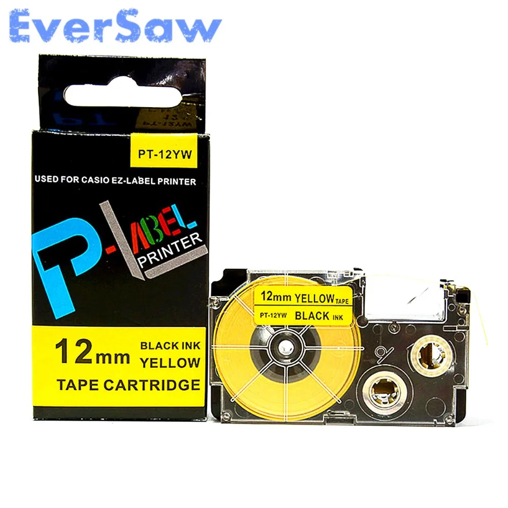 10PK compatible label tape for EZ label printer XR 12YW XR 12YW1 BLACK ...