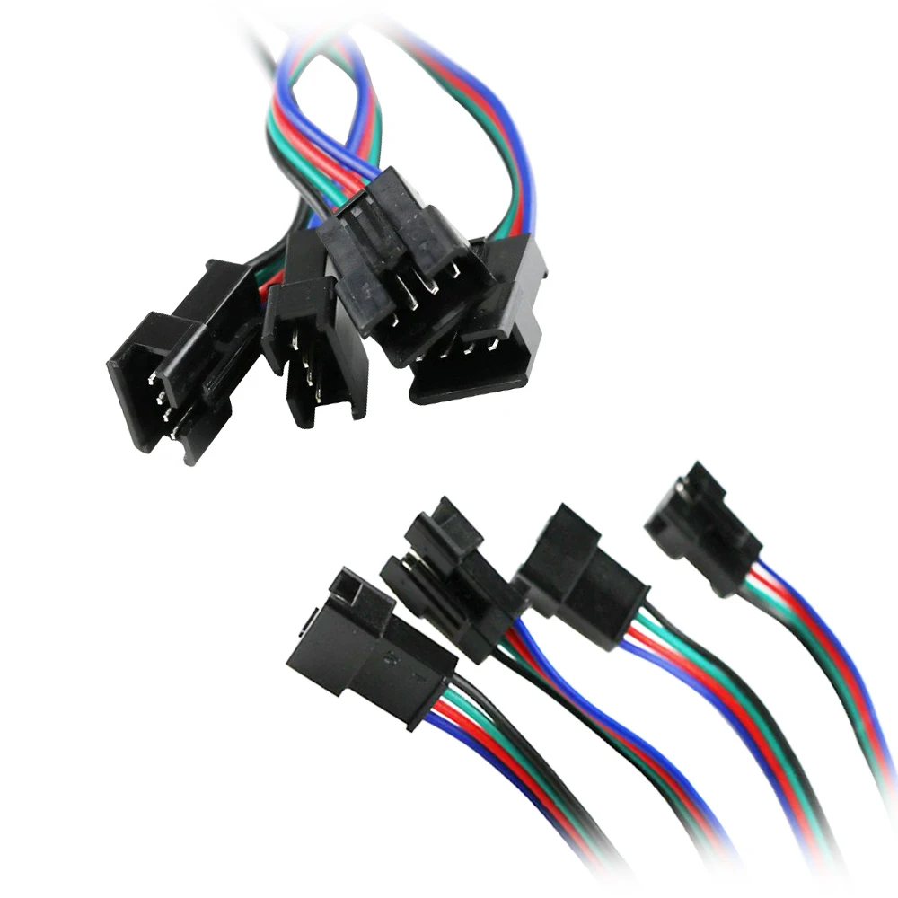 10Sets JST 4pin Connector 5050 3528 Light Strip Cable Wire For WS2812 ...