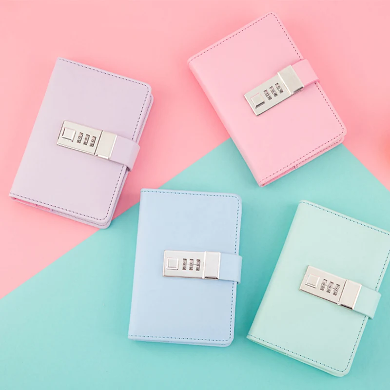 Small A7 notebook with lock password student kawaii mini pocket diary ...