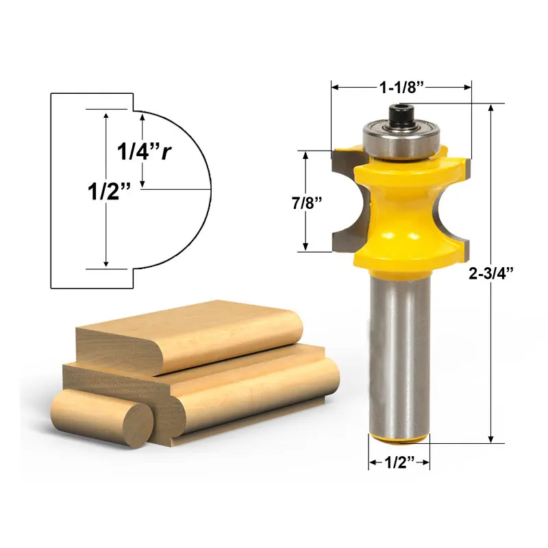1pcs Bullnose Router Bit 1/4"r - 1/2" Bead - 1/2" Shank - Milling ...