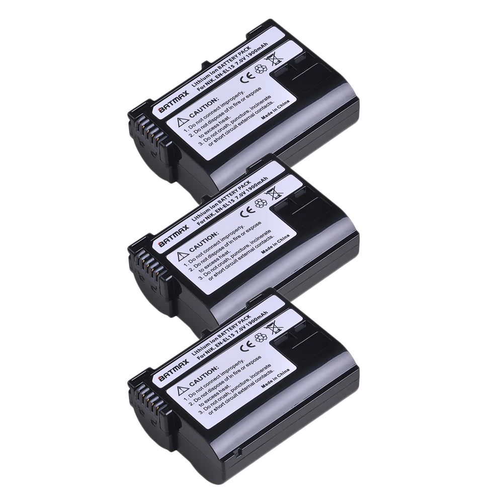 Batmax-3Pcs-EN-EL15-EN-EL15-ENEL15-Battery-akku-for-Nikon-D7000-V1-D600 ...