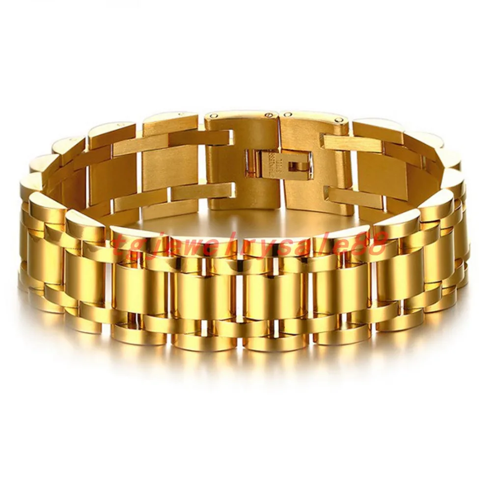 17mm-High-Quality-European-Style-Gold-Color-Stainless-Steel-Watchband ...