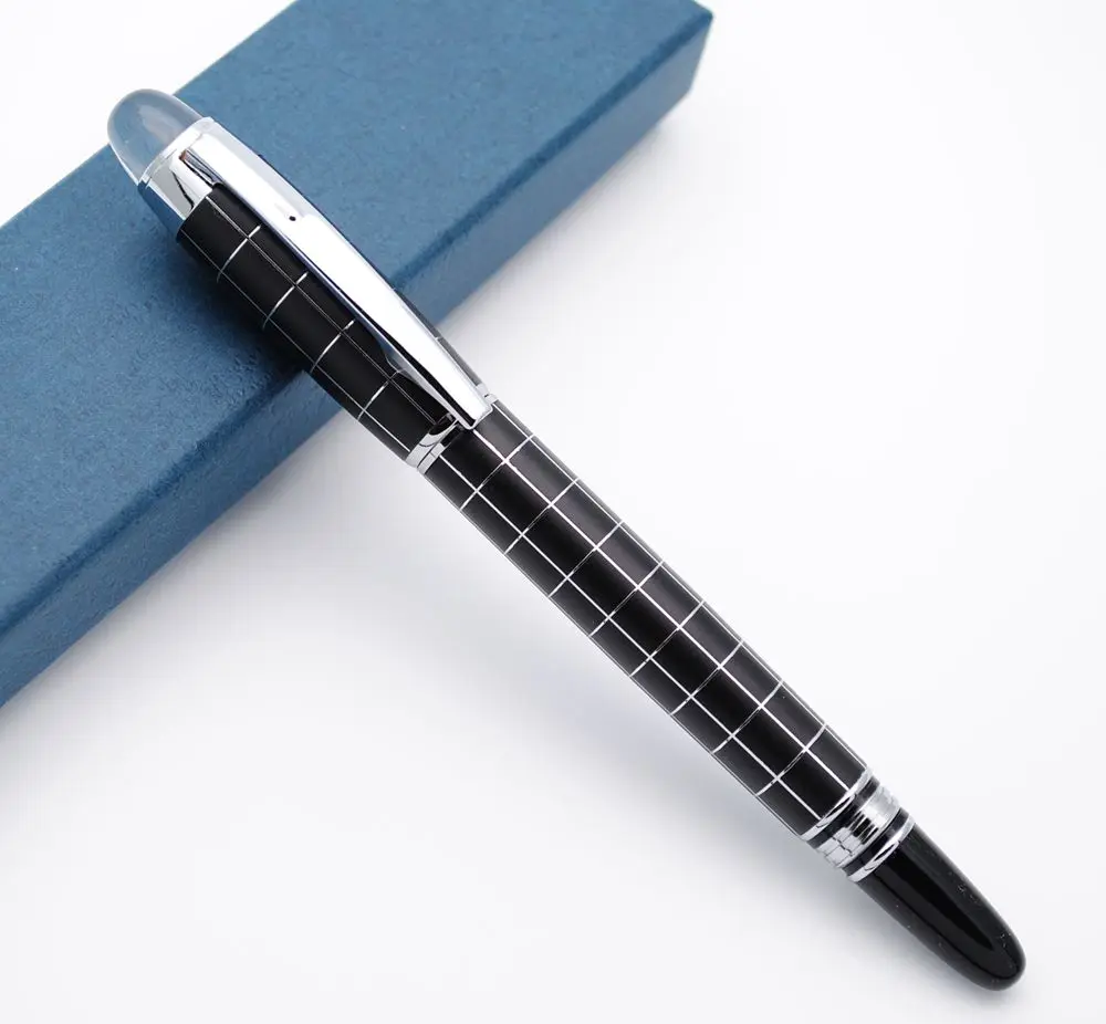 BAOER 79 Black Silver Checked Fountain Pen M Nib 0.7mm High Quality Ink ...