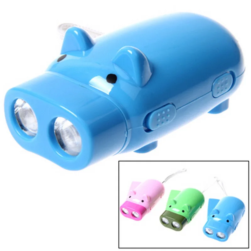 by DHL or EMS 200 pcs Hand Pressing Power 2 LED Pig Flash Light ...
