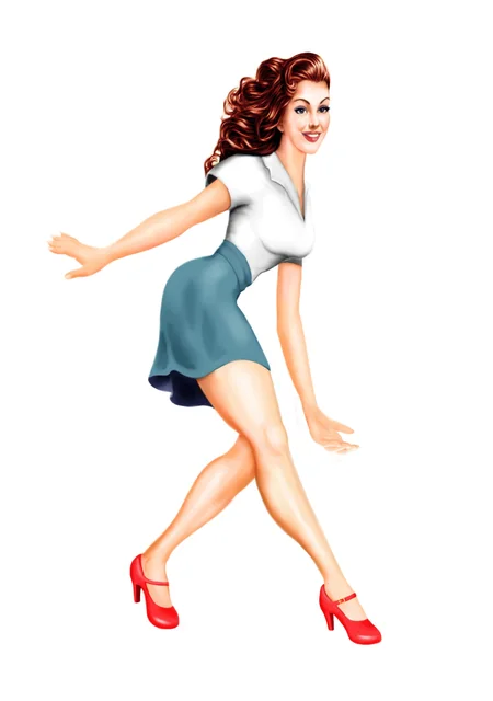 Coelho Garçonete Pin Up Girl Pop Mapa Kraft Cartaz Retro Vintage