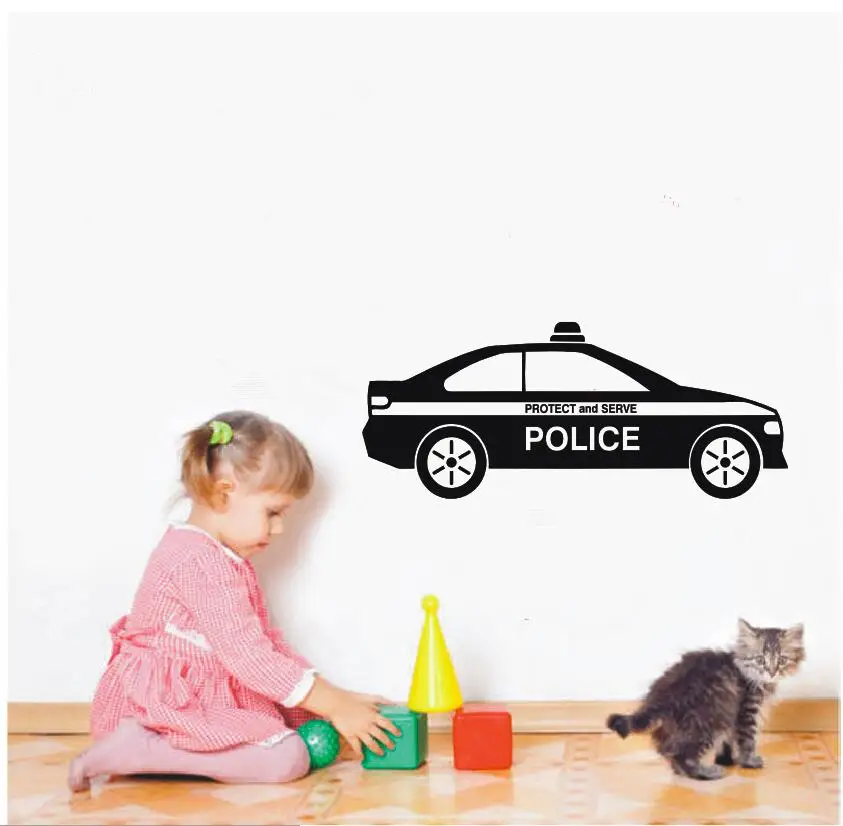 Wall Decal Vinyl Sticker Car Police Protect And Serve For Kids Boys ...