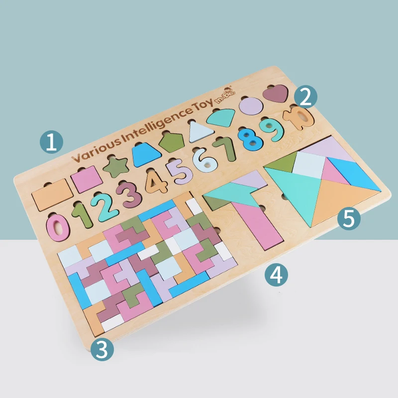 Wooden Toys Brain Training Wooden Tangram Jigsaw Board Puzzle Toys ...