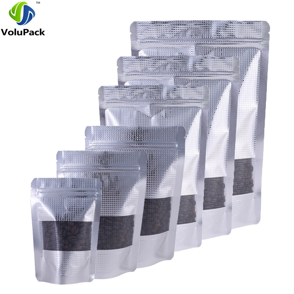 New Tear Notch Ziplock Storage Bags Stand Up Clear Windowed Silver ...