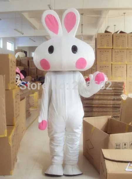 2017 hot Professional White Rabbit Mascot Costume Unisex Adult Size ...