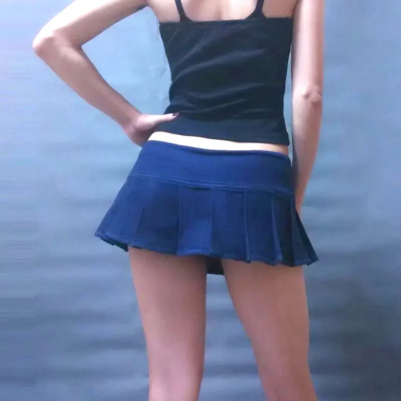 Sexy Women Plus Size Pleated Micro Mini Jeans Skirt Button Stage Dance Skirt Low Rise Waist Open