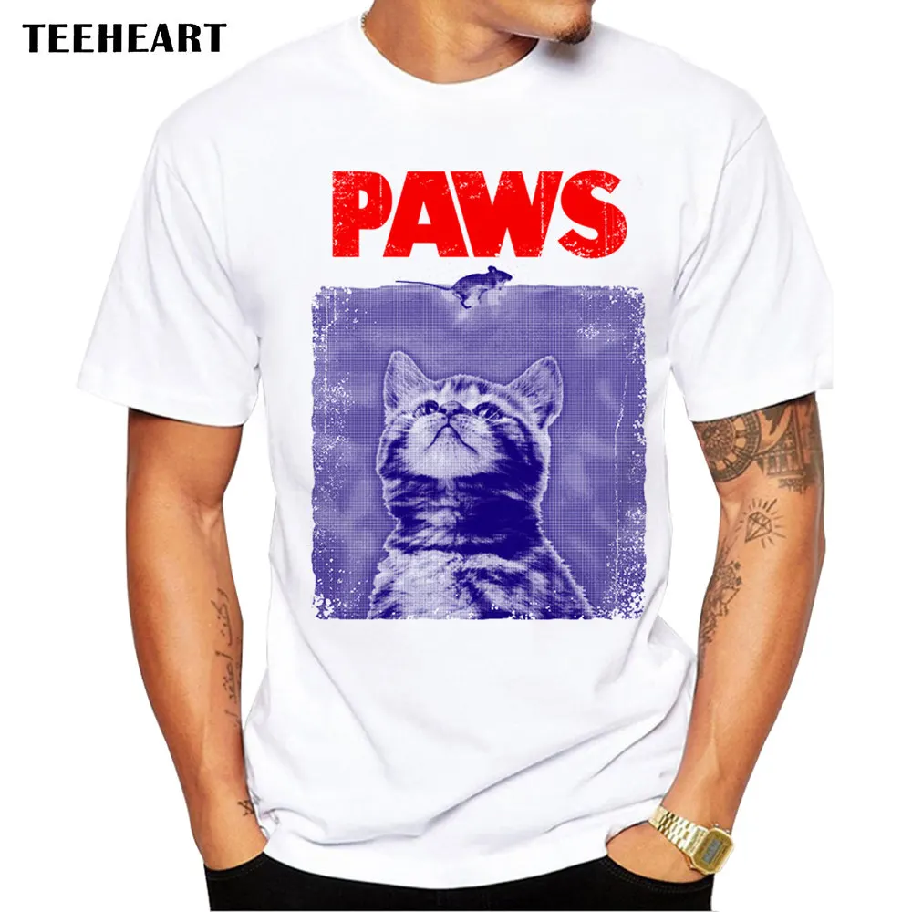 2017 Summer Funny Cat Jaw T Shirt Men Funny T Shirts O neck shirt ...