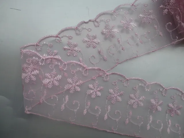 1 Pcs 15 Yard pink Embroidered Net Lace Fabric Trim Ribbon Wedding ...