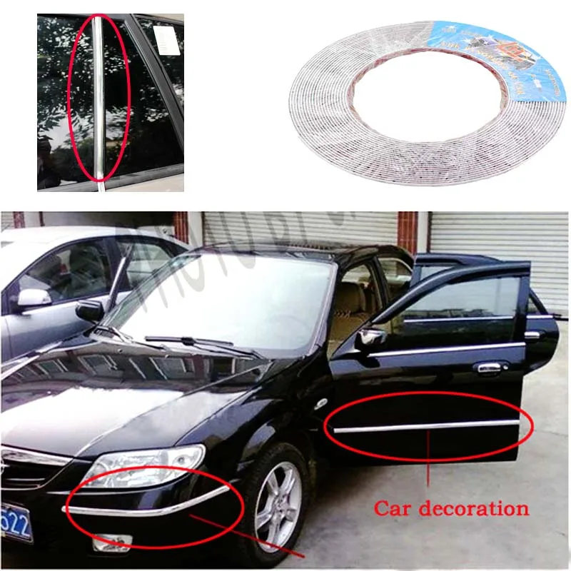 15MM Silver car chrome tape chrome strip Window Sticker door chrome car ...