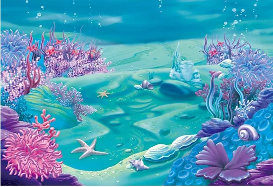7x5FT Pastel Under Sea Party Sea Bed Coral Reefs Little Mermaid Custom ...