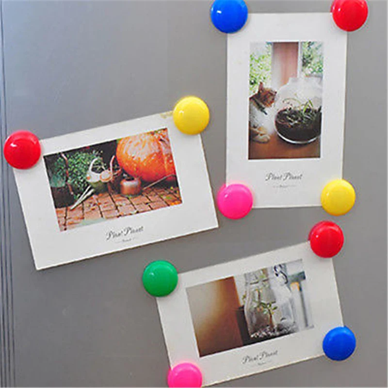 10 Pcs Plastic Colorful Magnetic Circular Fridge Magnets Whiteboard Sticker Refrigerator Nail