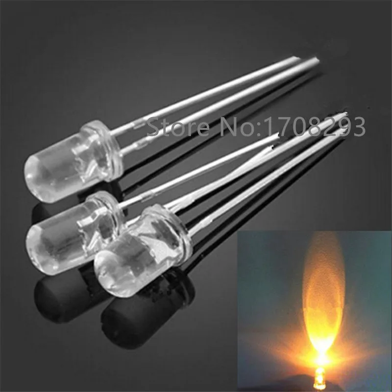 50pcs Led Flashing 5mm Yellow (or Red Blue) Diode Round Blinking Candle ...